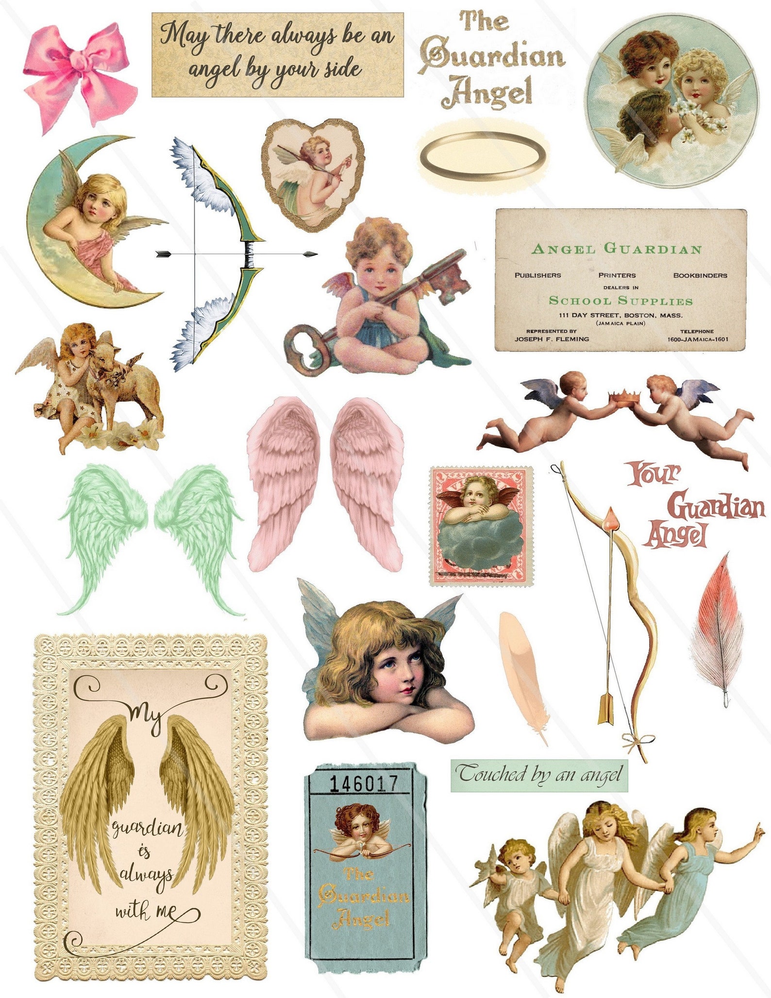 Angel Clip Arts Digital Collage Sheet Angels Junk Journal - Etsy