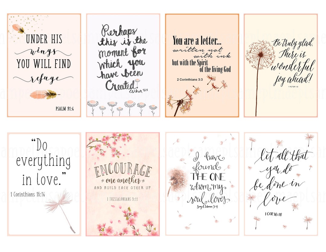 Bible Verses Tags Collage Sheet Printable Scripture Greeting Cards ...