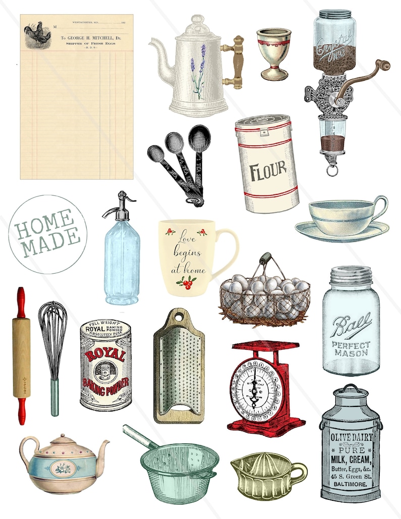 Vintage Farmhouse decor clipart Digital Collage Sheets Country - Etsy ...