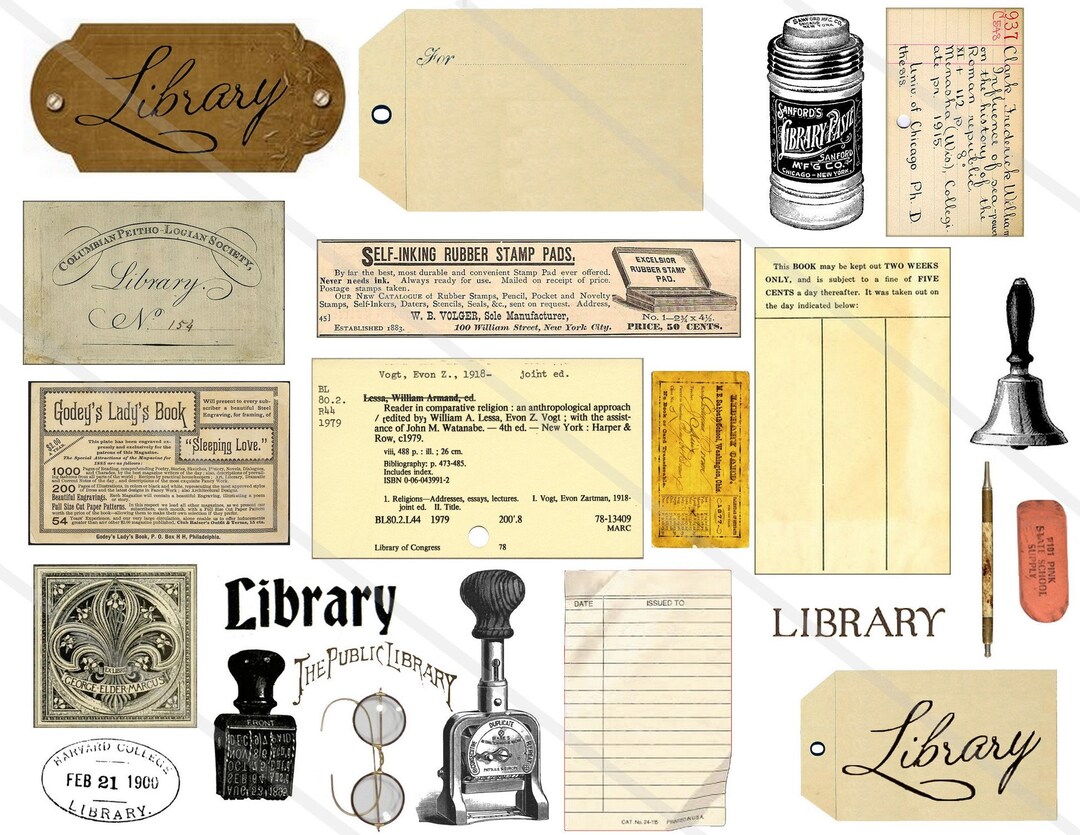 Digital Collage Sheets Library Journal, Books Journal Clip Art, Library ...