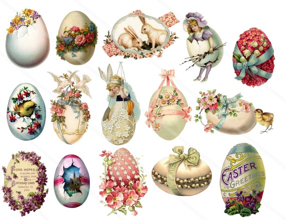 Easter Clip Art Vintage Clipart Easter Eggs Ephemera Victorian | Etsy