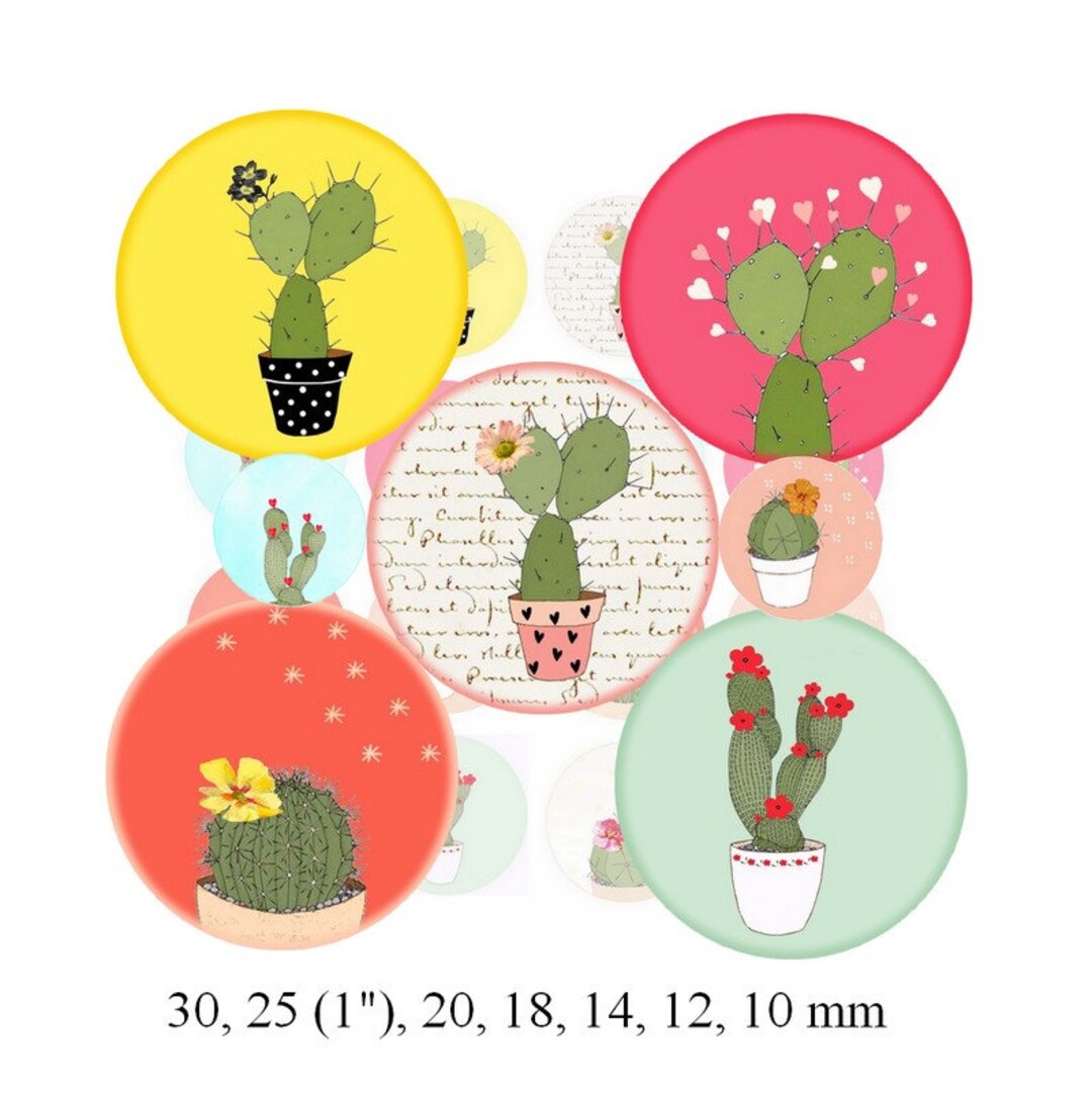 Cactus Succulents Digital Collage Sheet Circles Cactus Succulents ...