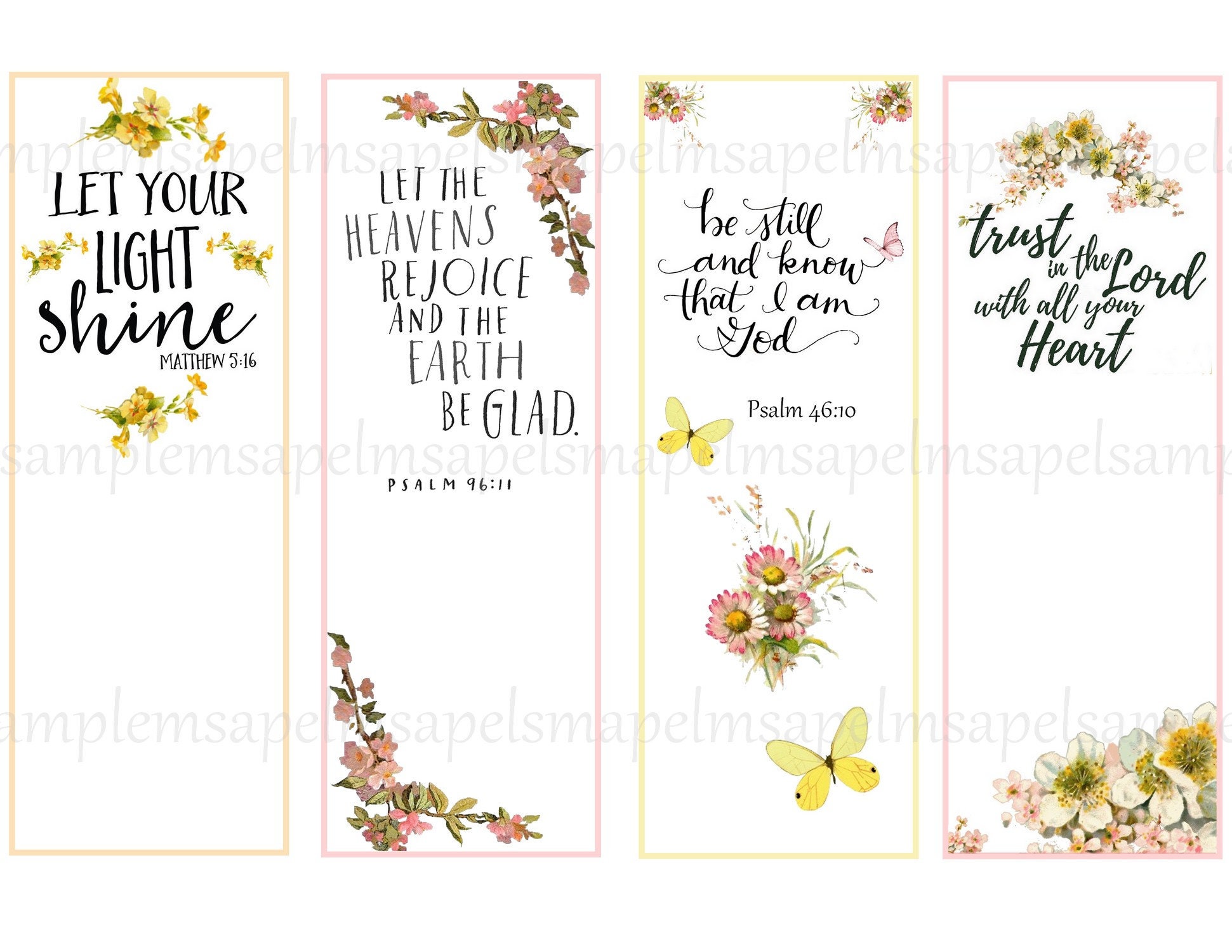 Bible Bookmarks Printable Set of 8 Printable Bookmarks | Etsy