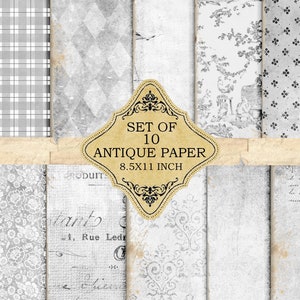 Antique Grey Paper Pack, Junk Journal, Scrapbook Paper, Printable Paper ...