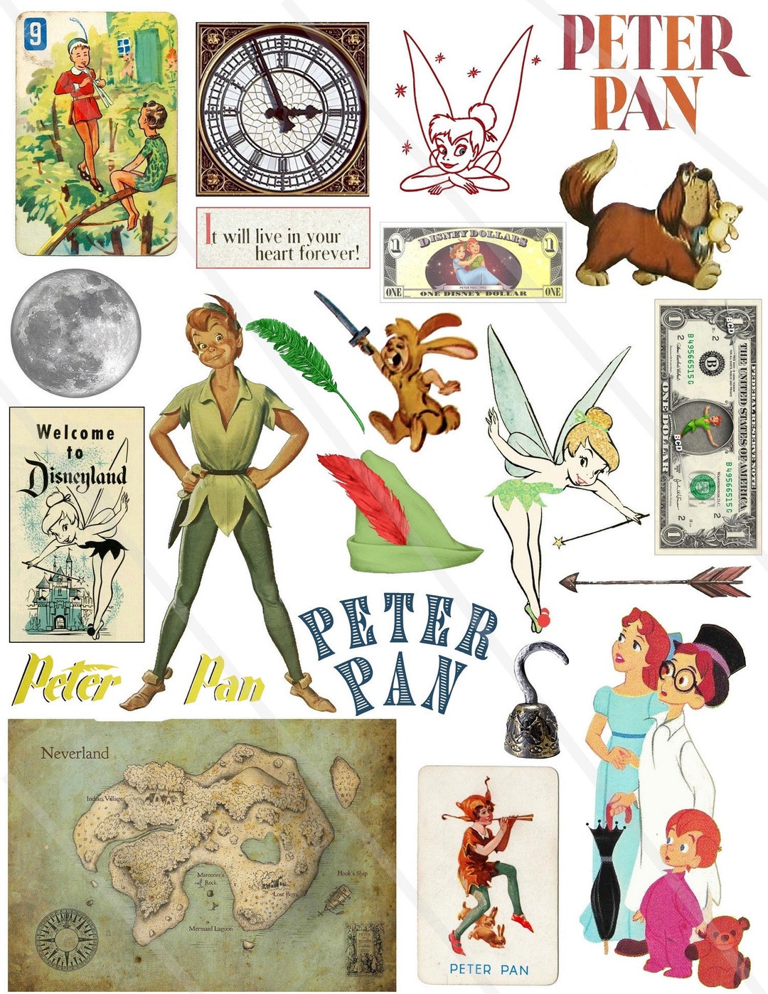 Peter Pan Clipart Neverland Clip Art Digital Collage Sheet Peter Pan ...