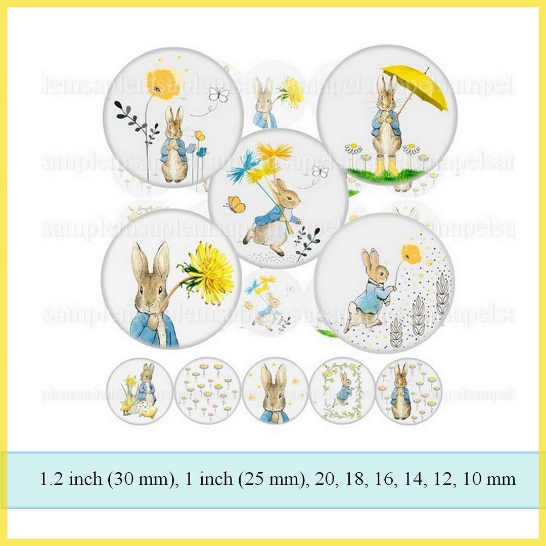 Digital Collage Sheet Peter Rabbit Easter Rabbit Circles, One Inch ...