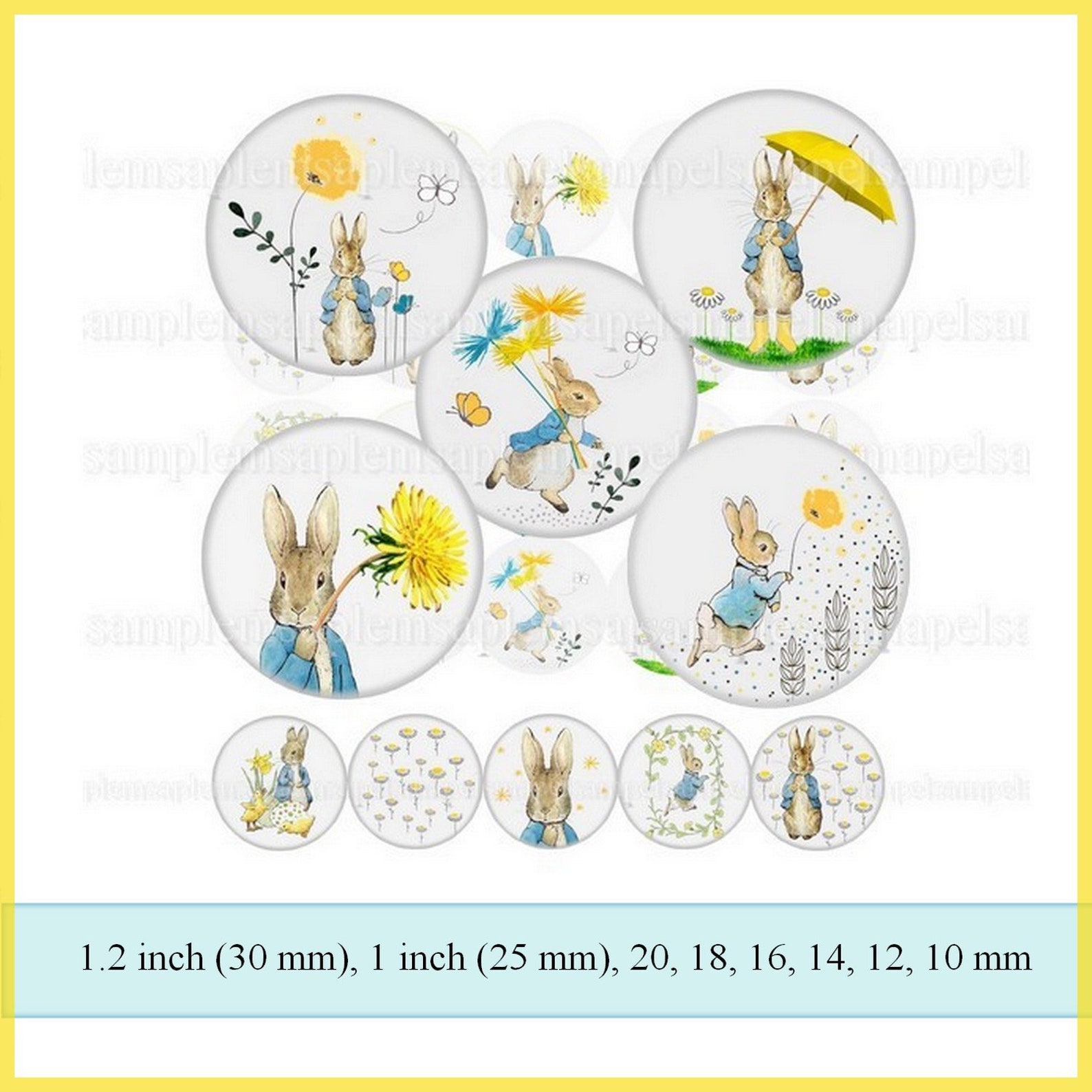 Digital Collage Sheet Peter Rabbit Easter Rabbit Circles One - Etsy