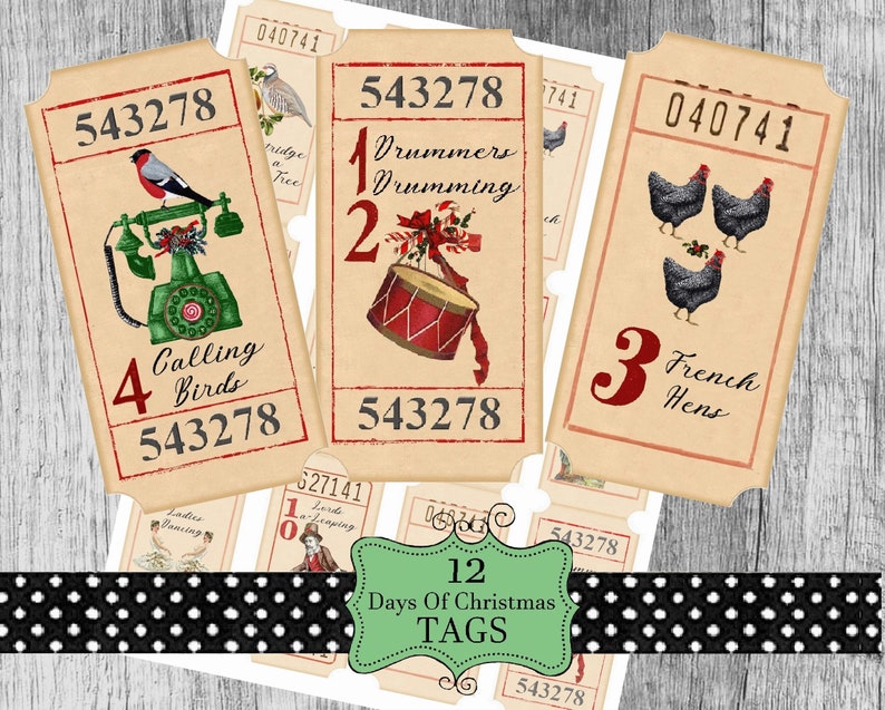 Twelve Days of Christmas Tickets Printable Christmas Admit One ...