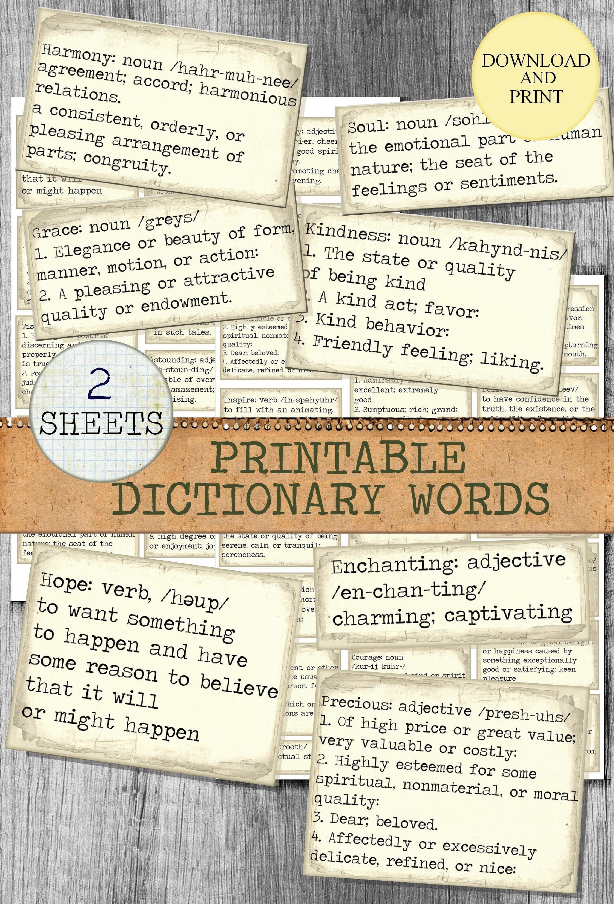 Dictionary Definitions Words Typewriter Font Junk Journal - Etsy