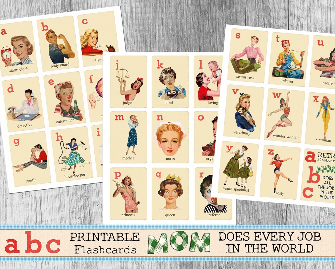 ABC Mother's Day Cards Alphabet, Flash Cards, Letters, Pocket Ephemera ...