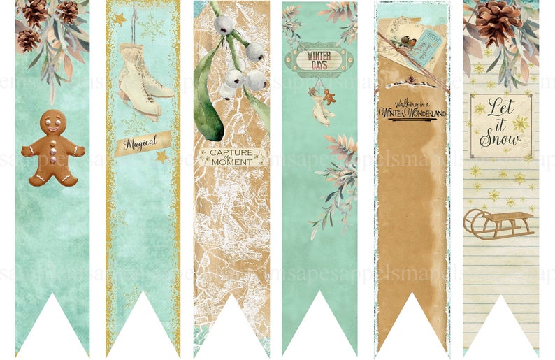 Printable Bookmarks,book Lover Bookmark Winter Christmas Digital ...