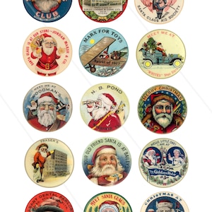 Vintage Santa Claus Bottlecaps Printable Christmas Santa Buttons 2 Inch ...