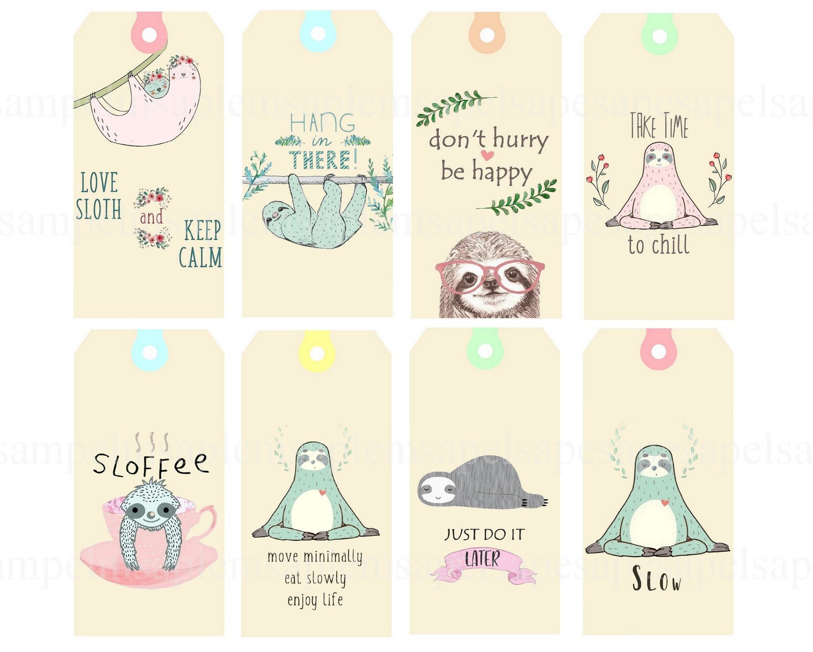 Sloth Tags Printable Gift Tags Hang Tags Journaling Journal - Etsy