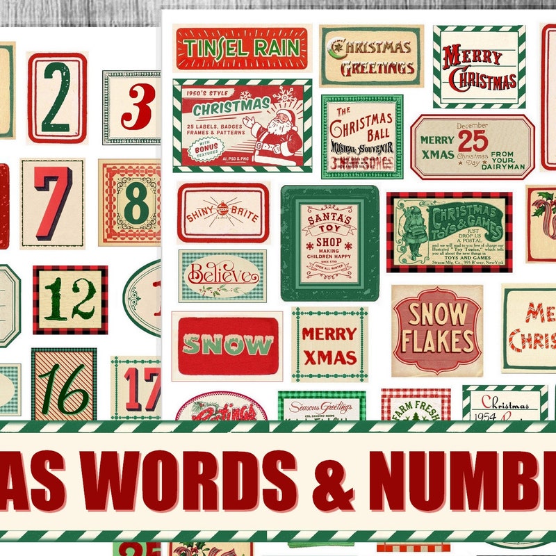 Christmas Number Ephemera - Etsy