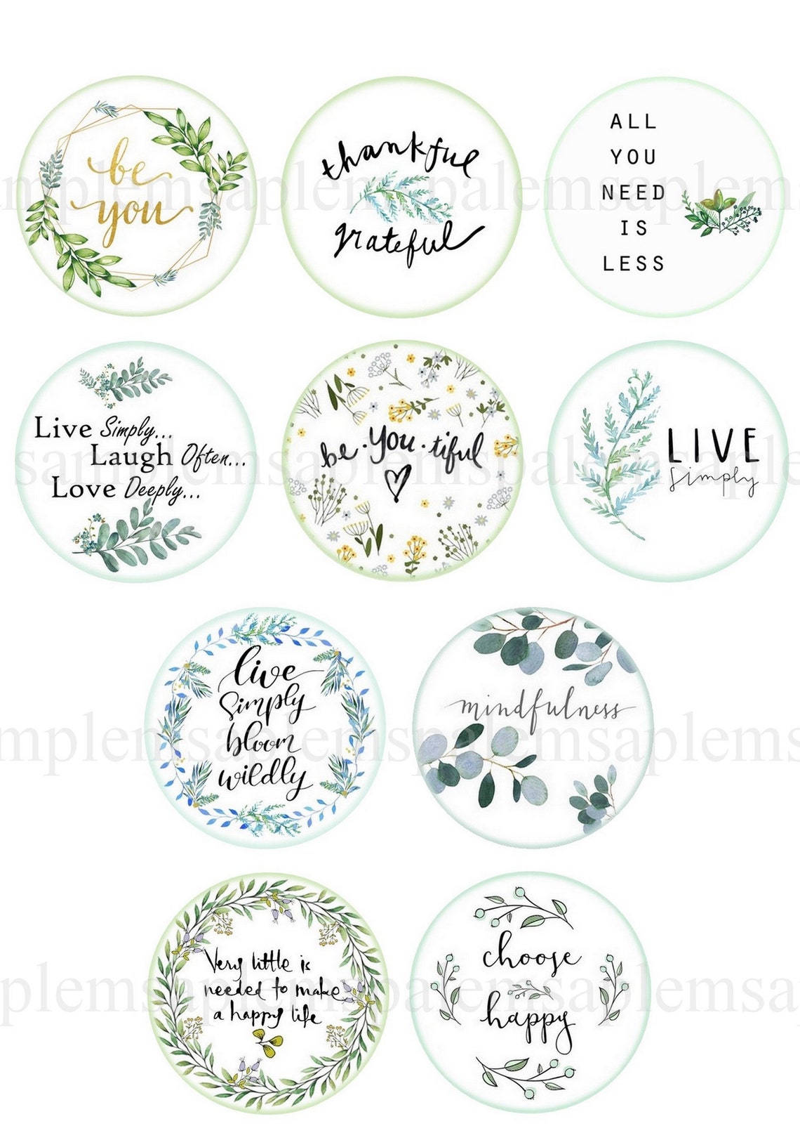Inspirational Digital Collage Sheet 2.5 Inch Circles Image | Etsy