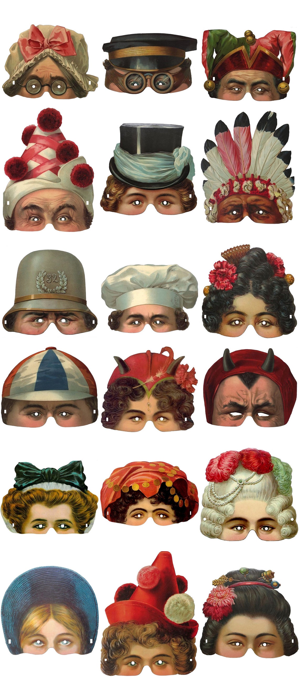 Printable Mask Victorian Half Mask Pack Victorian Antique Paper Toy ...