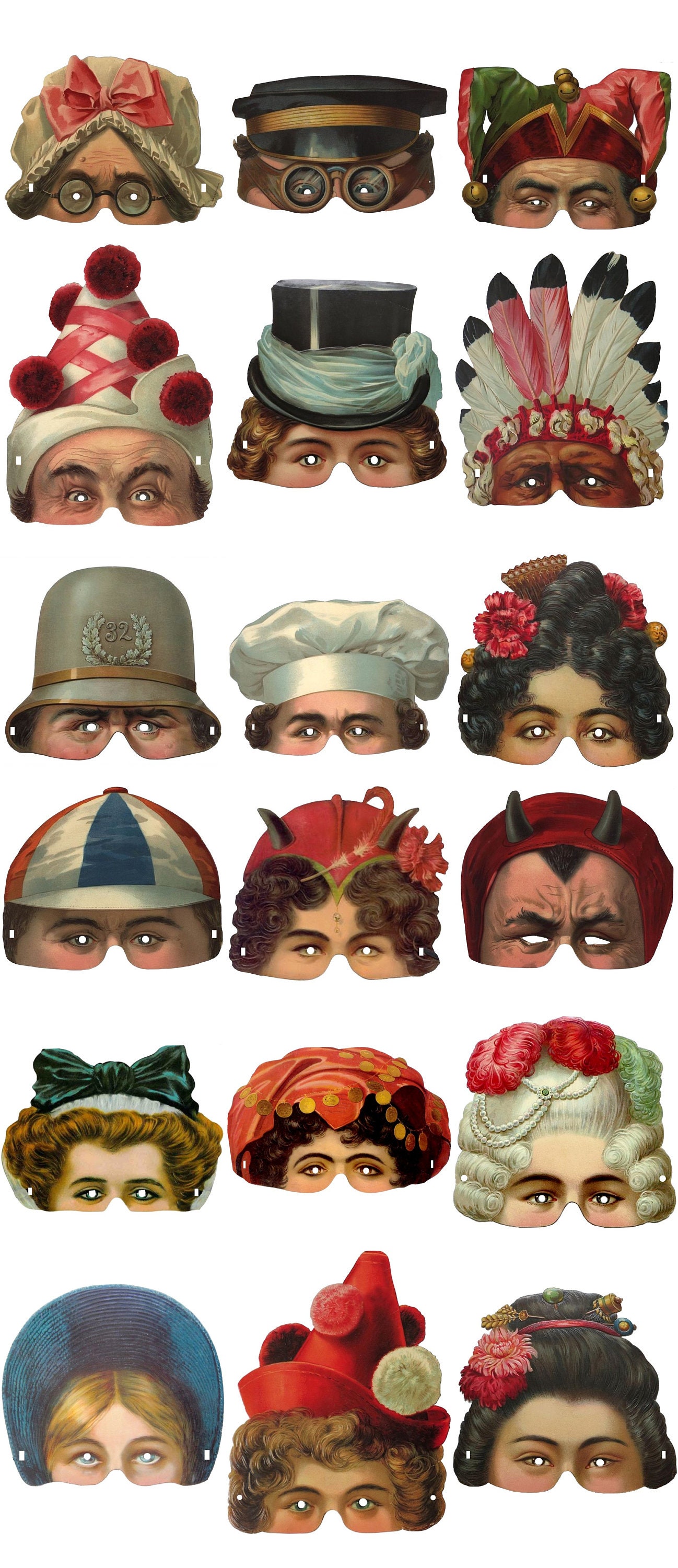 Printable Mask Victorian Half Mask Pack Victorian Antique Paper Toy ...