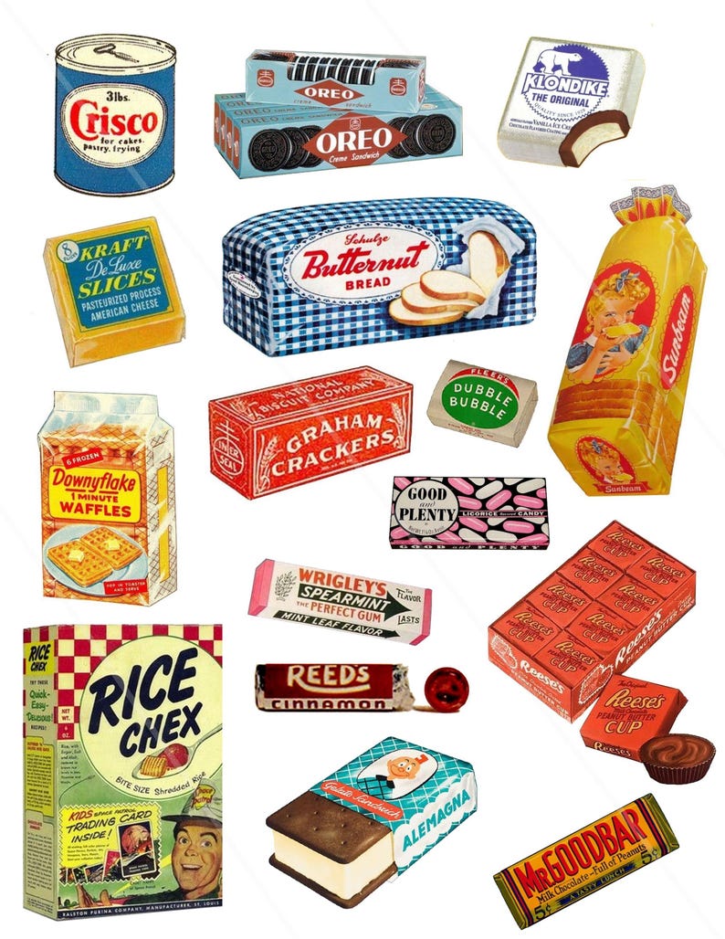 Retro Food Grocery Clipart & Collage Sheets PNG Digital Download ...