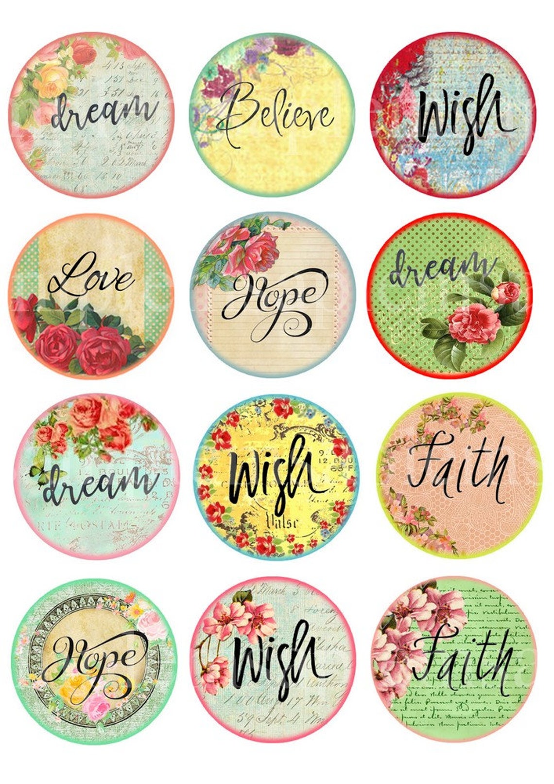 Digital Collage Sheet Circles - Printable Digital Download Circle ...