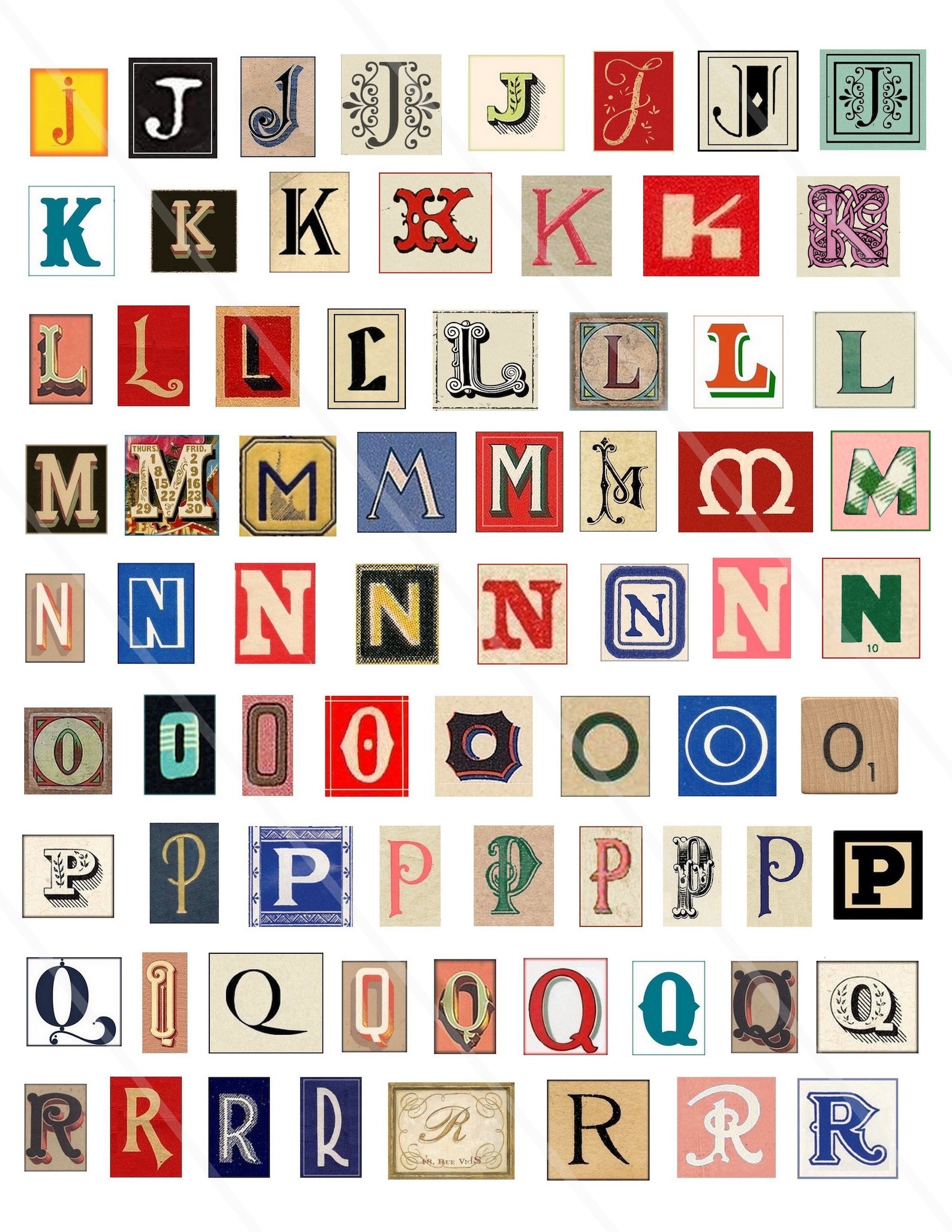 Retro Printable Alphabet Letters, Vintage Alphabet Cliparts,scrapbook ...