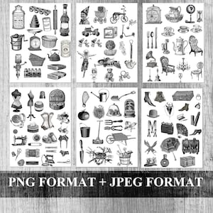 Vintage Clip Art Digital Stamps – Black & White Junk Journal and ...