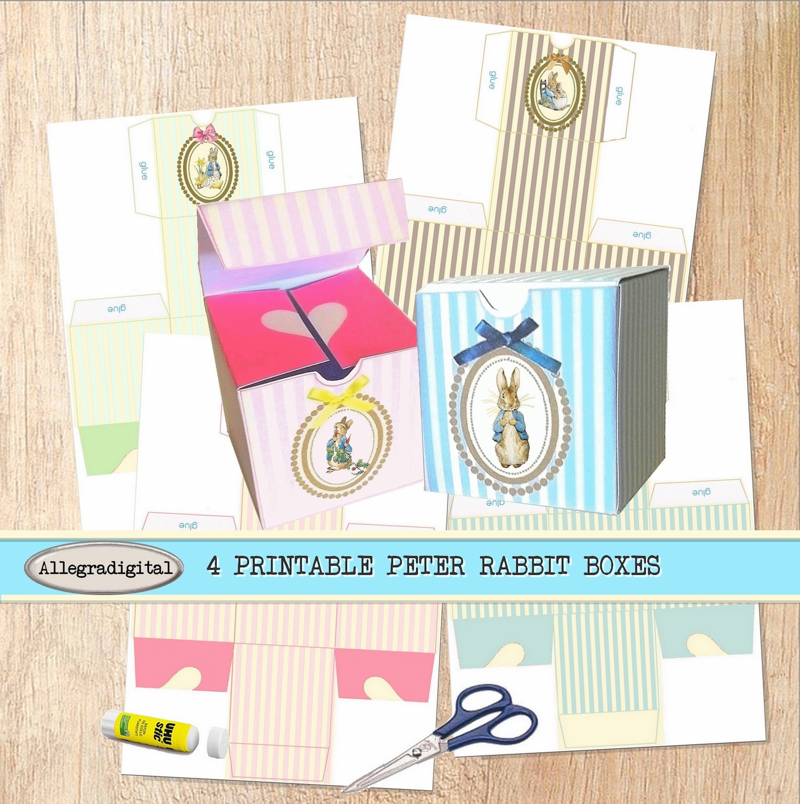 Printable DIY Paper Gift Box Peter Rabbit Beatrix Potter Bunny - Etsy