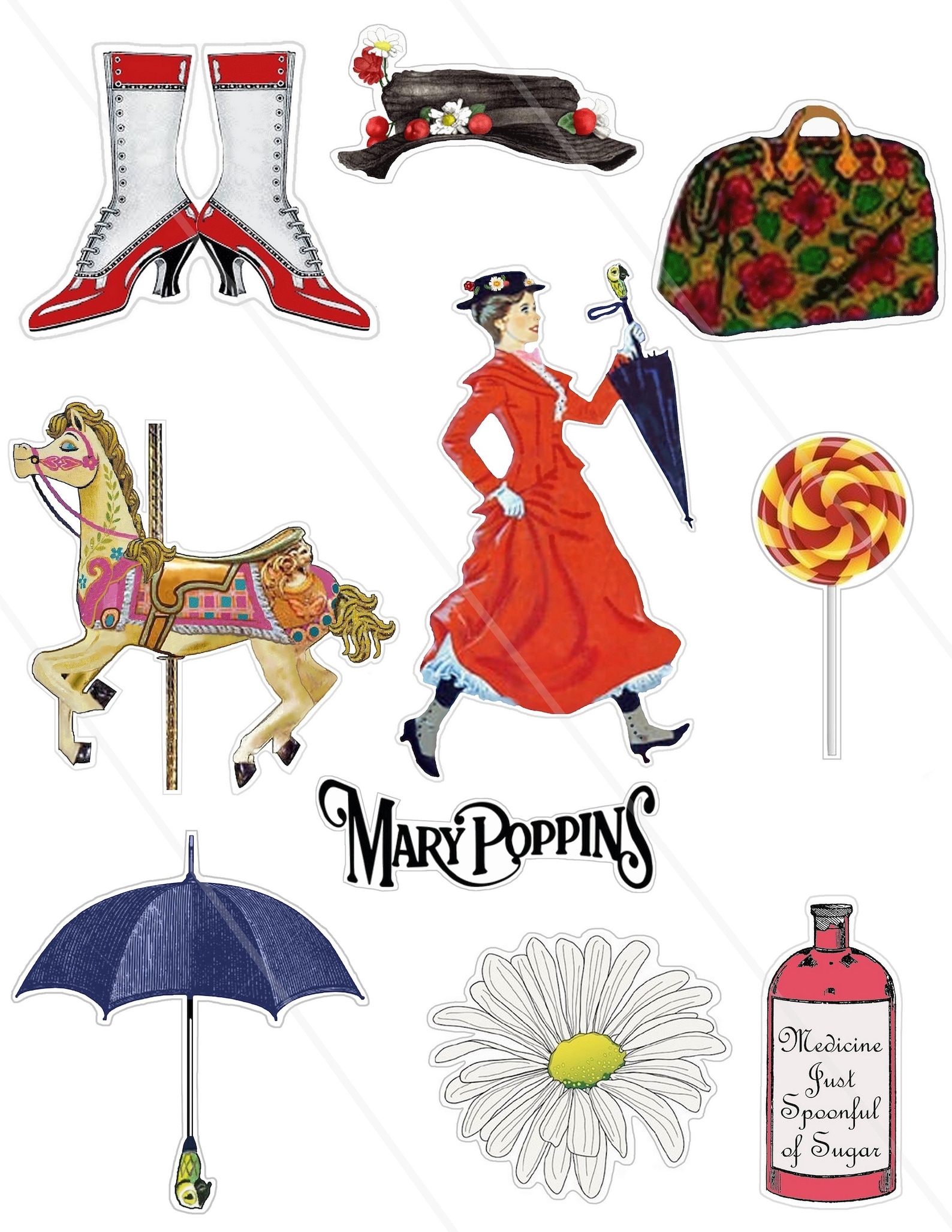 Mary Poppins Cake Toppers Mary Poppins Fussy Cuts Instant Download ...