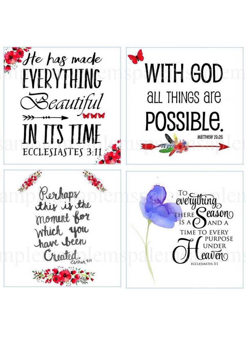 Digital Collage Sheet Scrabble 4x4 Inch Coaster Size BIBLE VERSES Tags ...