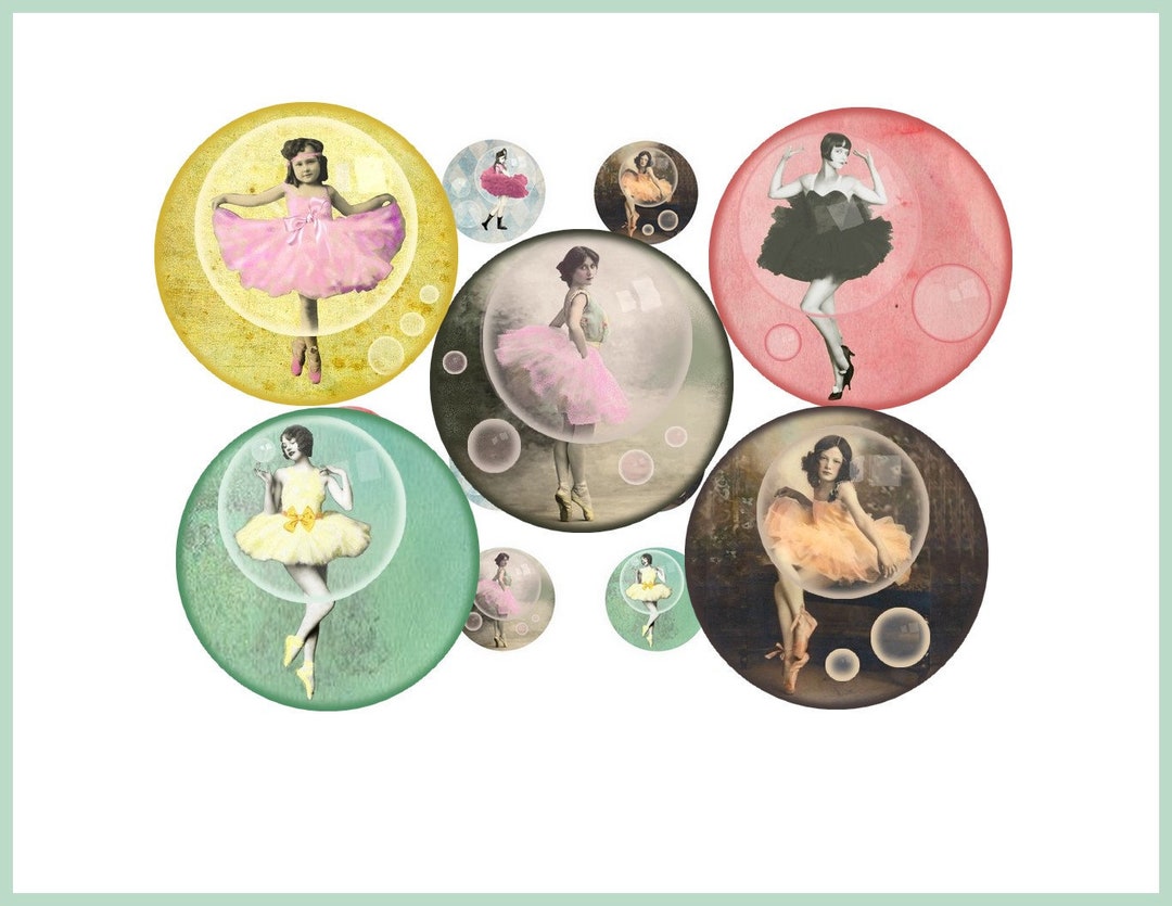 Digital Collage Sheet Circles Dancer Ballet Ballerina, One Inch Circle ...