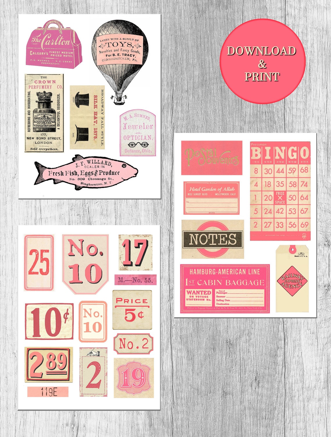Pink Ephemera Pack Instant Download Printable Digital - Etsy