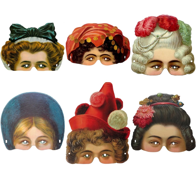 Printable Mask Victorian Half Mask Pack Victorian Antique Paper Toy ...