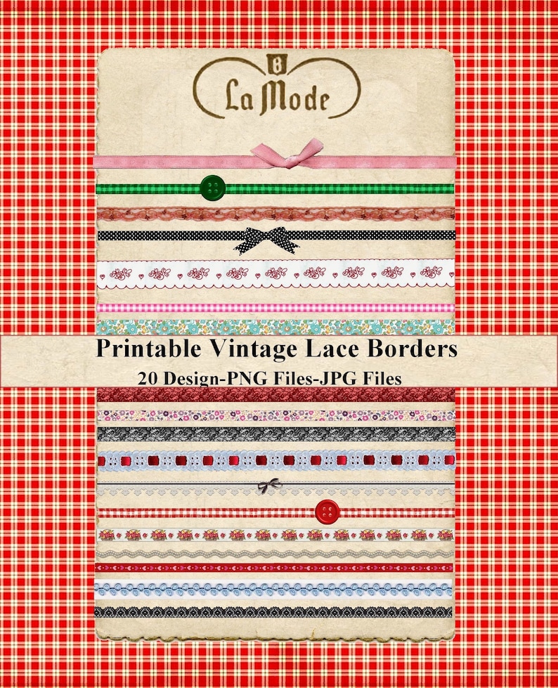 Antique Vintage Lace Borders Collage Sheet, INSTANT DOWNLOAD, Digital ...