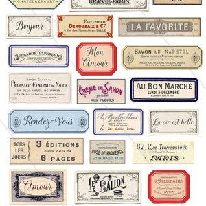 JUNK FRENCH Journal Labels Kit Printable Vintage Mini Ephemera Journal ...