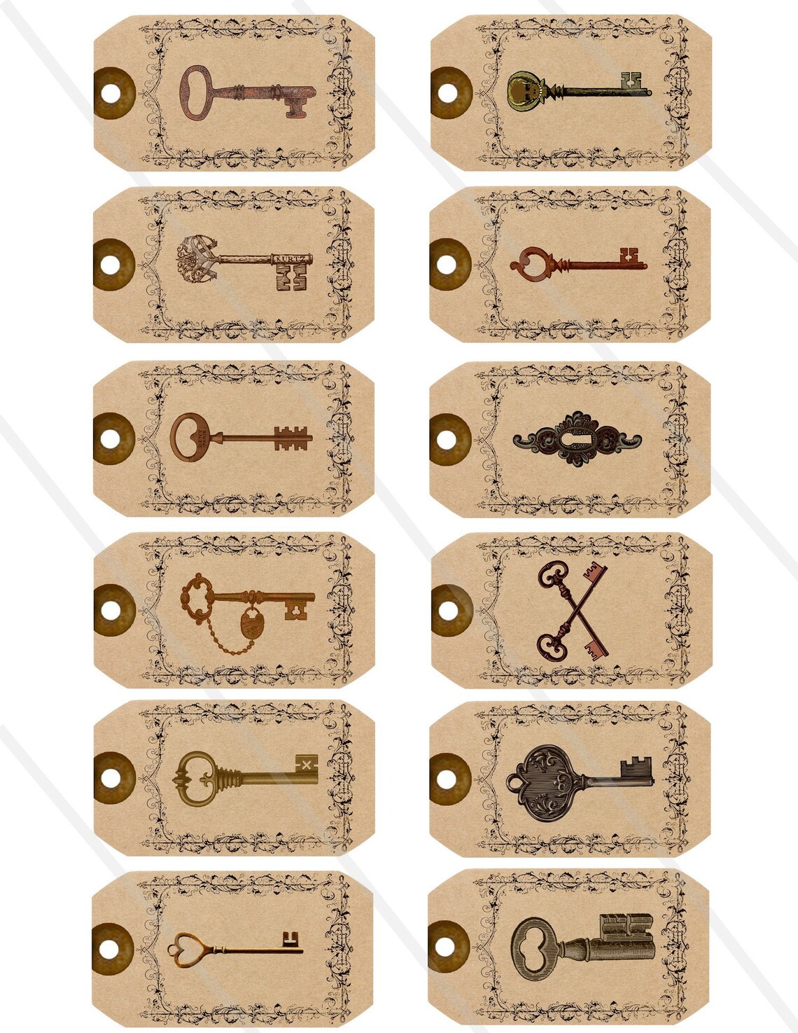 Key Tags Printable Gift Tags Instant Download Digital Collage - Etsy