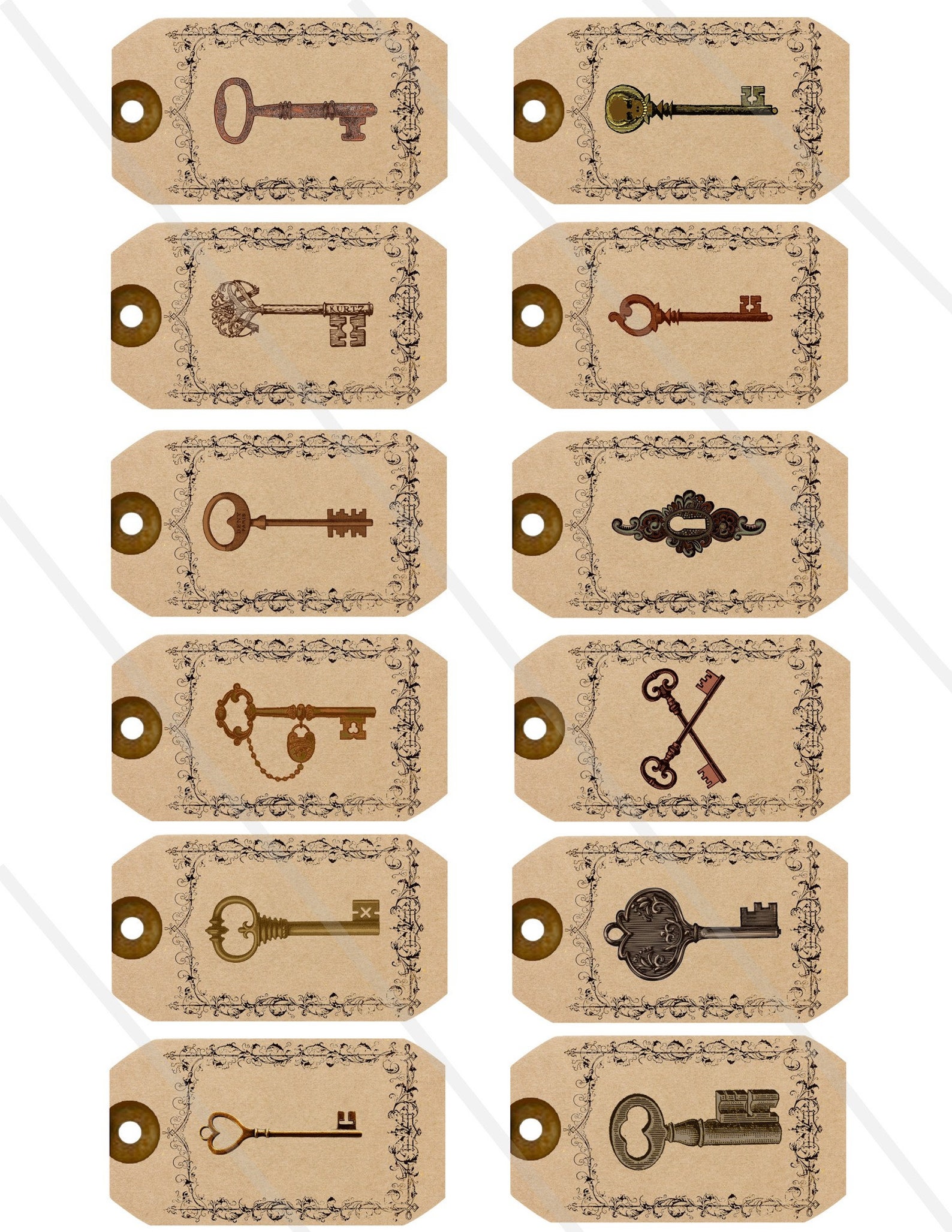 Key Tags Printable Gift Tags Instant Download Digital Collage - Etsy