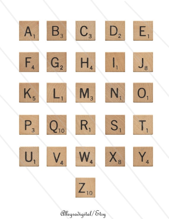 Scrabble tiles digital collage sheet 1 inch squares Scrabble | Etsy