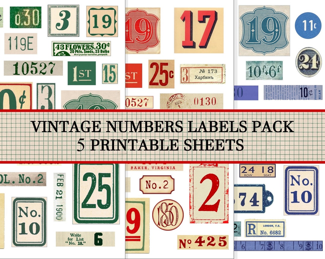 Vintage Number Labels – Junk Journal Ephemera Kit Junk Journal Ephemera ...