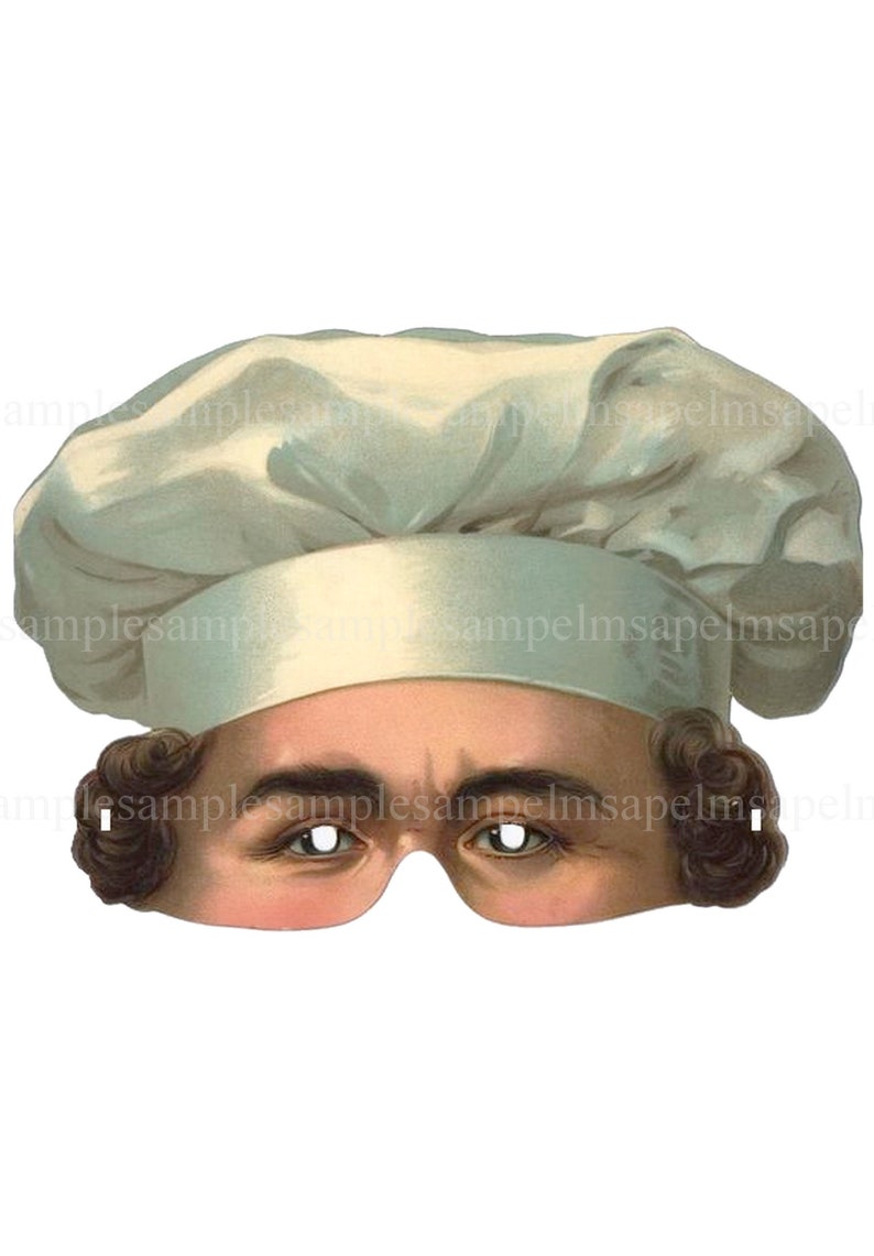 Masque vintage à imprimer chef cuisinier déguisement de nouvel an ...