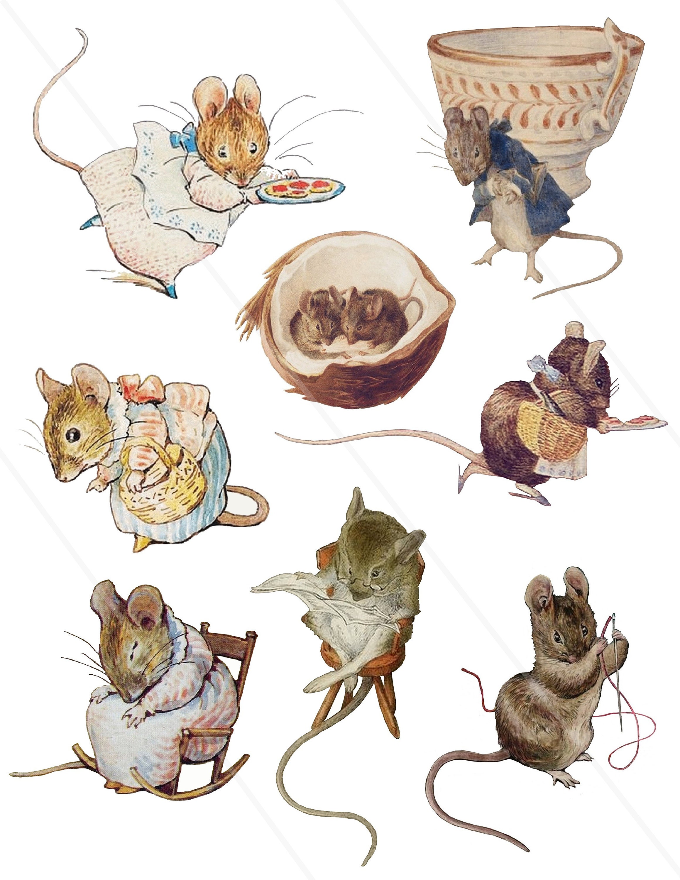 Beatrix Potter Mice Clip Art Transparent PNG Files Instant - Etsy Australia