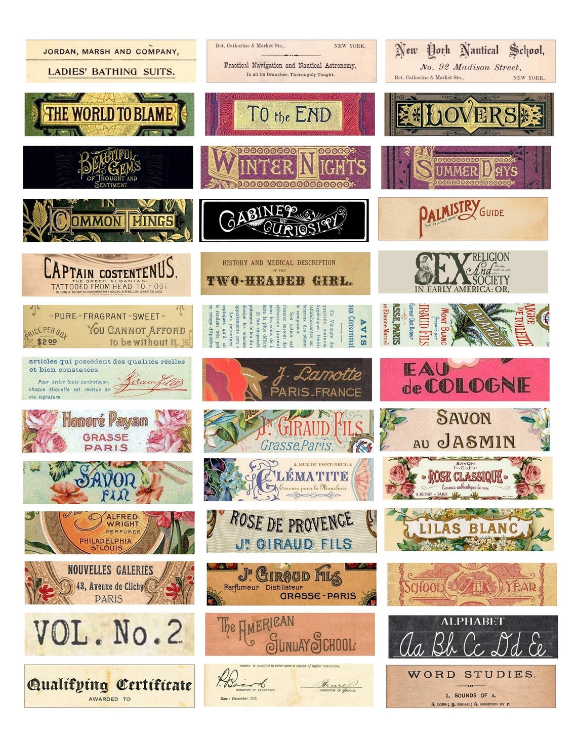 Vintage Number Labels Printable, Junk Journal, Tags, Random Numbers ...