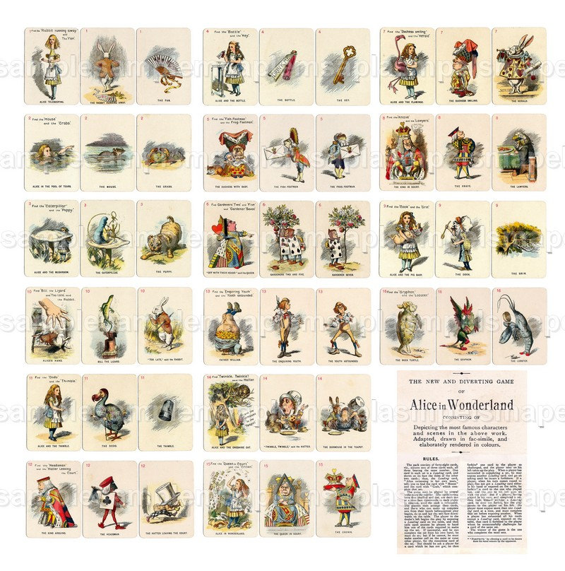 Printable Alice in Wonderland Playing Cards Set of 48 - Etsy