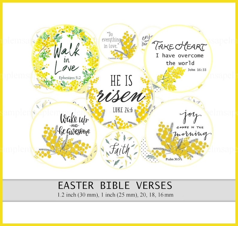 Printable Download BIBLE VERSES Easter Spring Mimosa Circle | Etsy