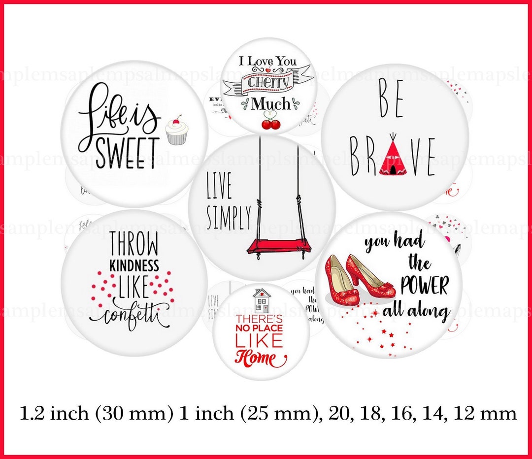 Inspirational Quotes Digital Collage Sheet Circles Bottlecap Images ...