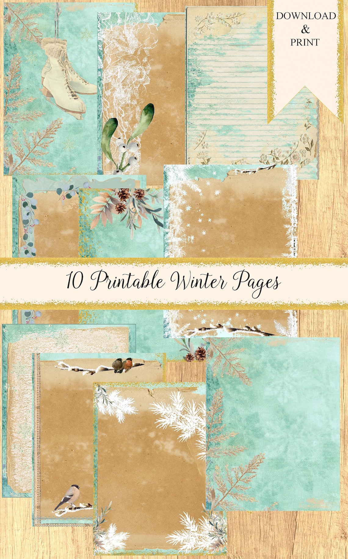 Winter Paper Pack Vintage Paper Journal Pages Junk Journal - Etsy