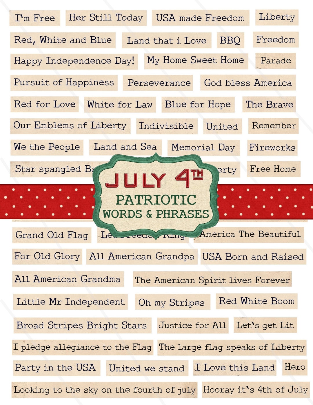 4 Th of July Independance Day Stickers Words Quotes Patriotic Day ...