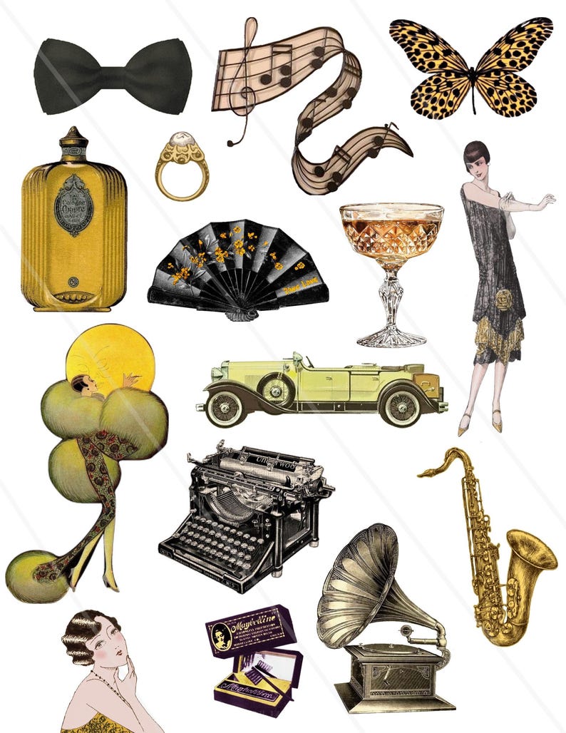 The Roaring Twenties Clipart Bundle – 32 Vintage PNG & JPG Images ...