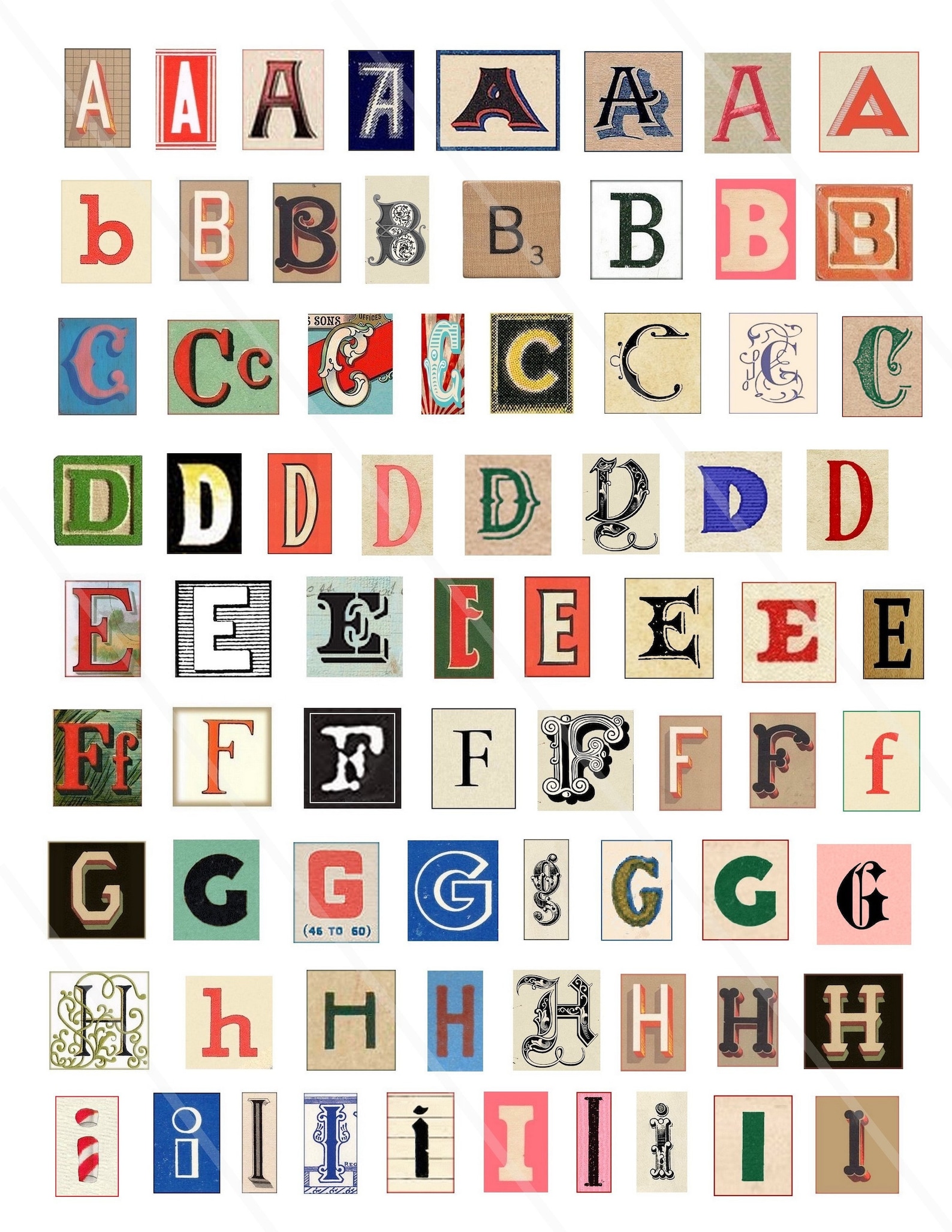 Retro Printable Alphabet Letters, Vintage Alphabet Cliparts,scrapbook ...