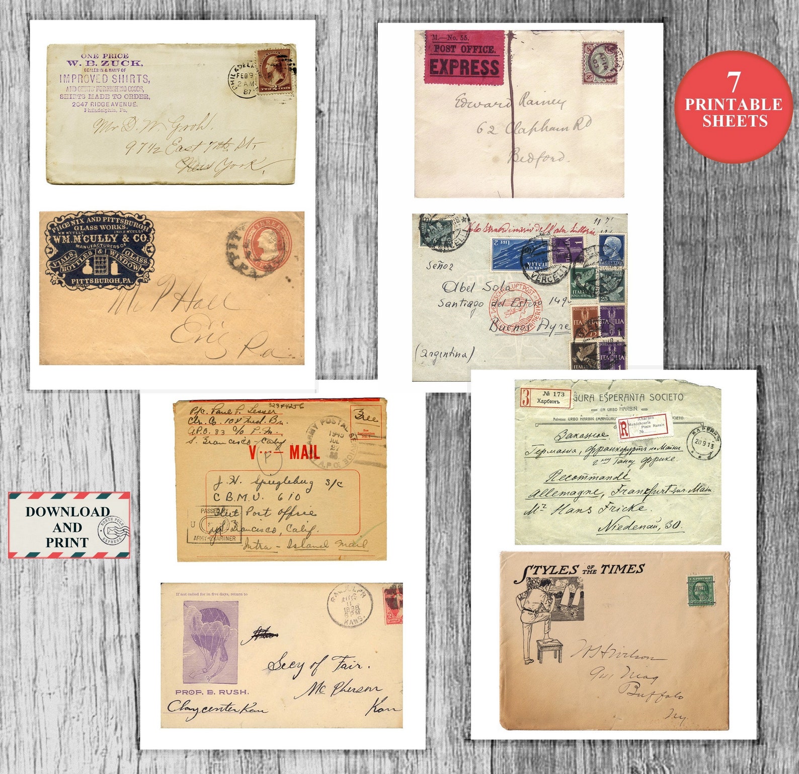 Junk Journal Ephemera Antique Mailing Envelopes Ephemera Pack - Etsy