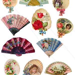 Junk Journal Kit, Victorian Fan Ephemera, Printable Fan clip art ...