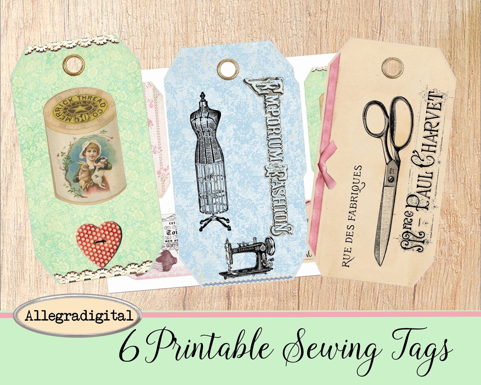 Printable Sewing Tags Shabby Printable Gift Tags Printable Crafting ...